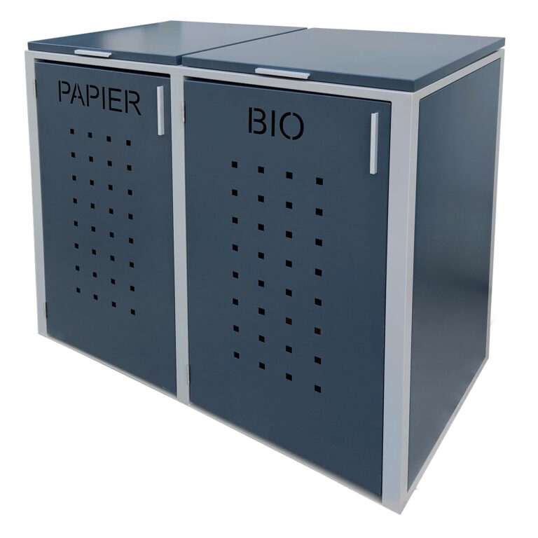 2-bin trash box for 120 l trash cans with laser lettering