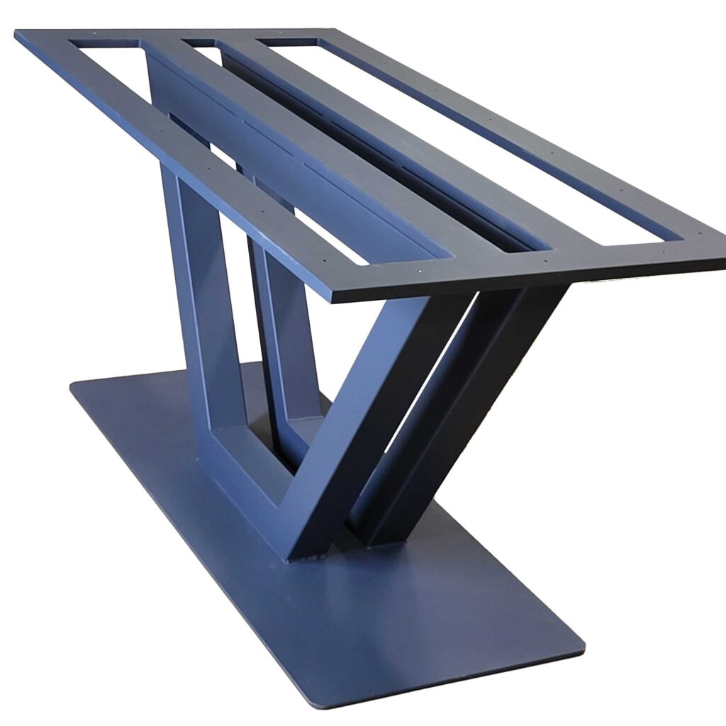 U2 table frame with base plate and reinforcement frame